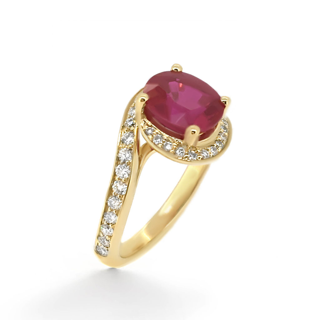 Modern Twist Ruby Engagement Ring - Haywards of Hong Kong