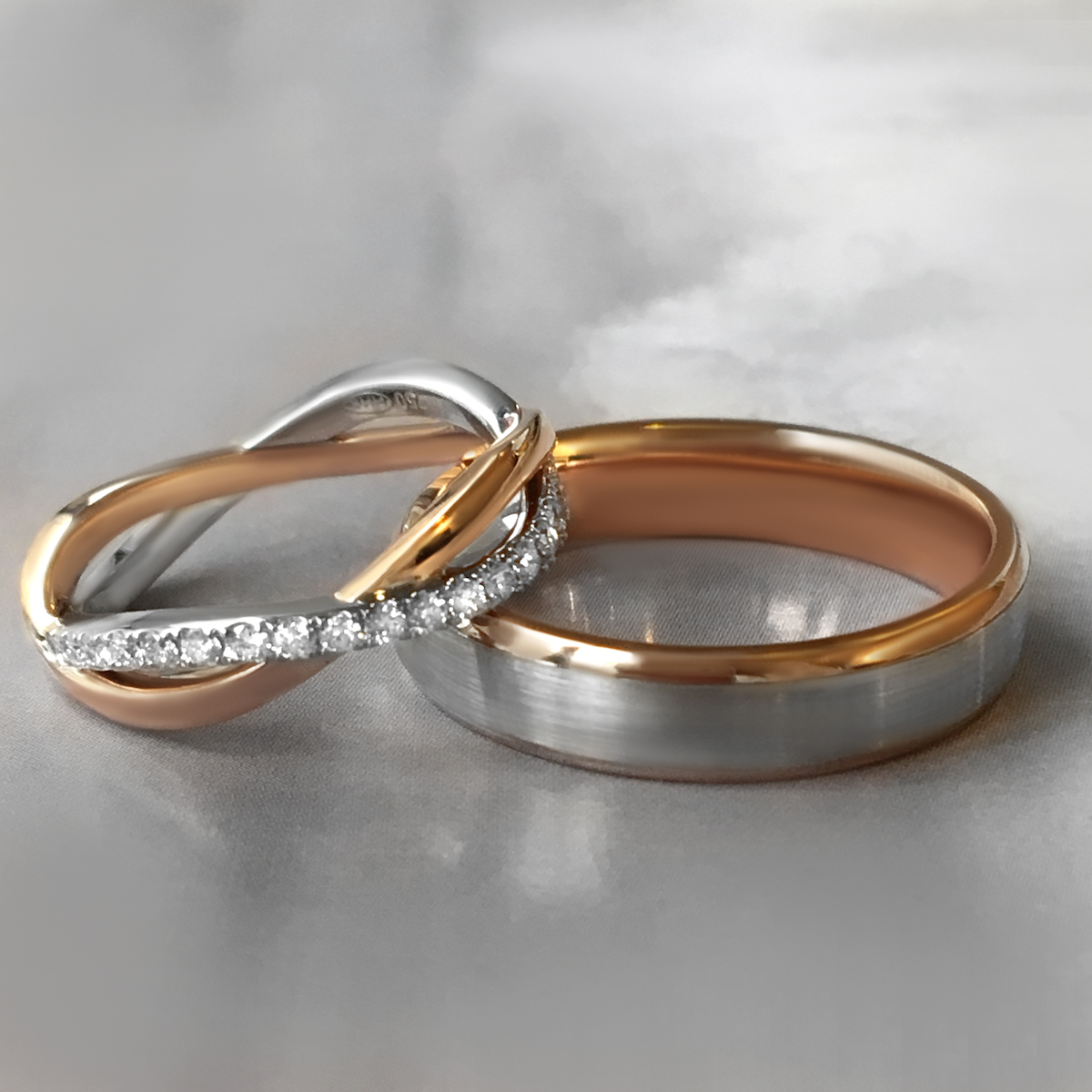 Two Tone Wedding Band Set Haywards Of Hong Kong Two Tone Wedding Band Set Haywards Of Hong Kong